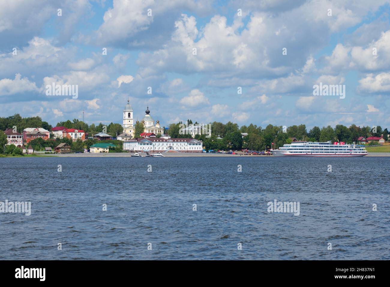 MYSHKIN, RUSSIA - JULY 13, 2016: Cruise ship "Georgy Zhukov" in the old ...