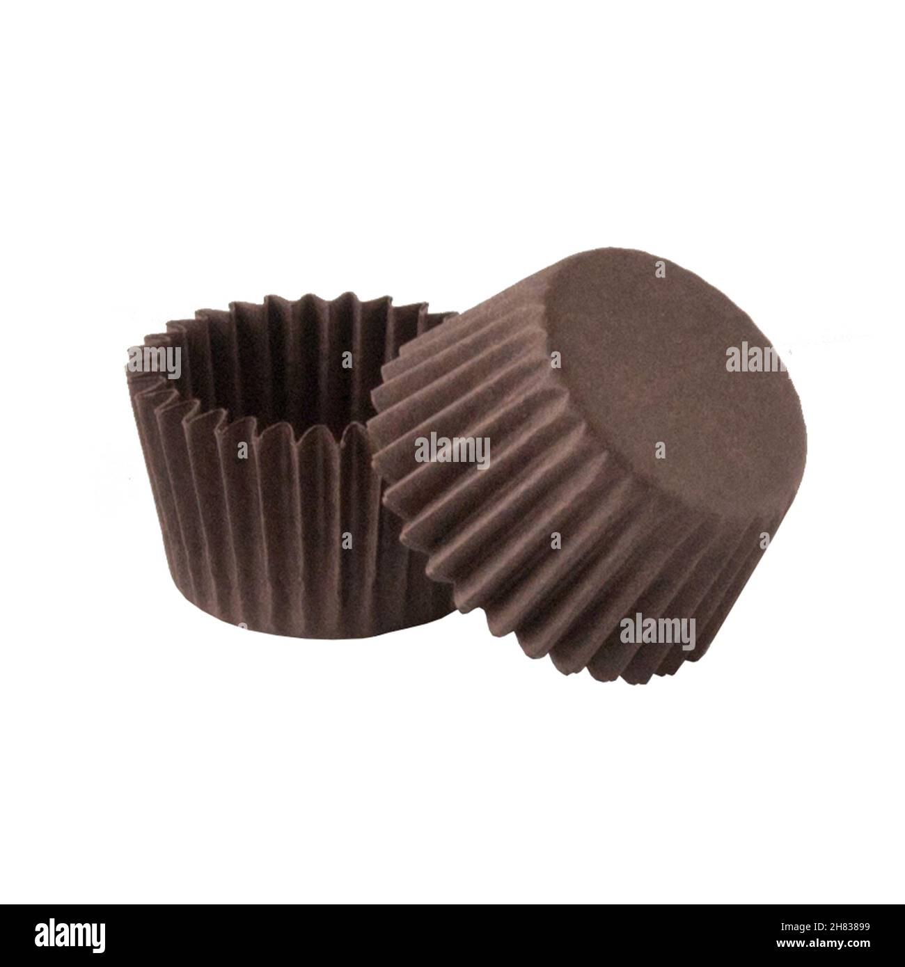 Brown paper baking forms for muffins isolated over white background ...