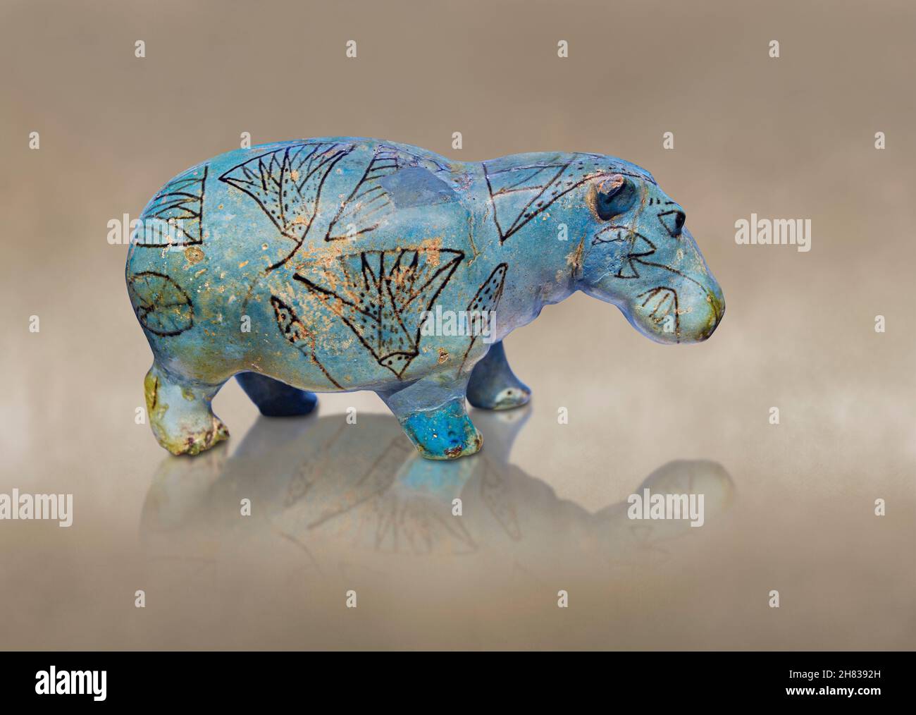 Ancinet Egyptian faience figurine of a hippopotmus, 2000 - 1900 BC, 11 ...