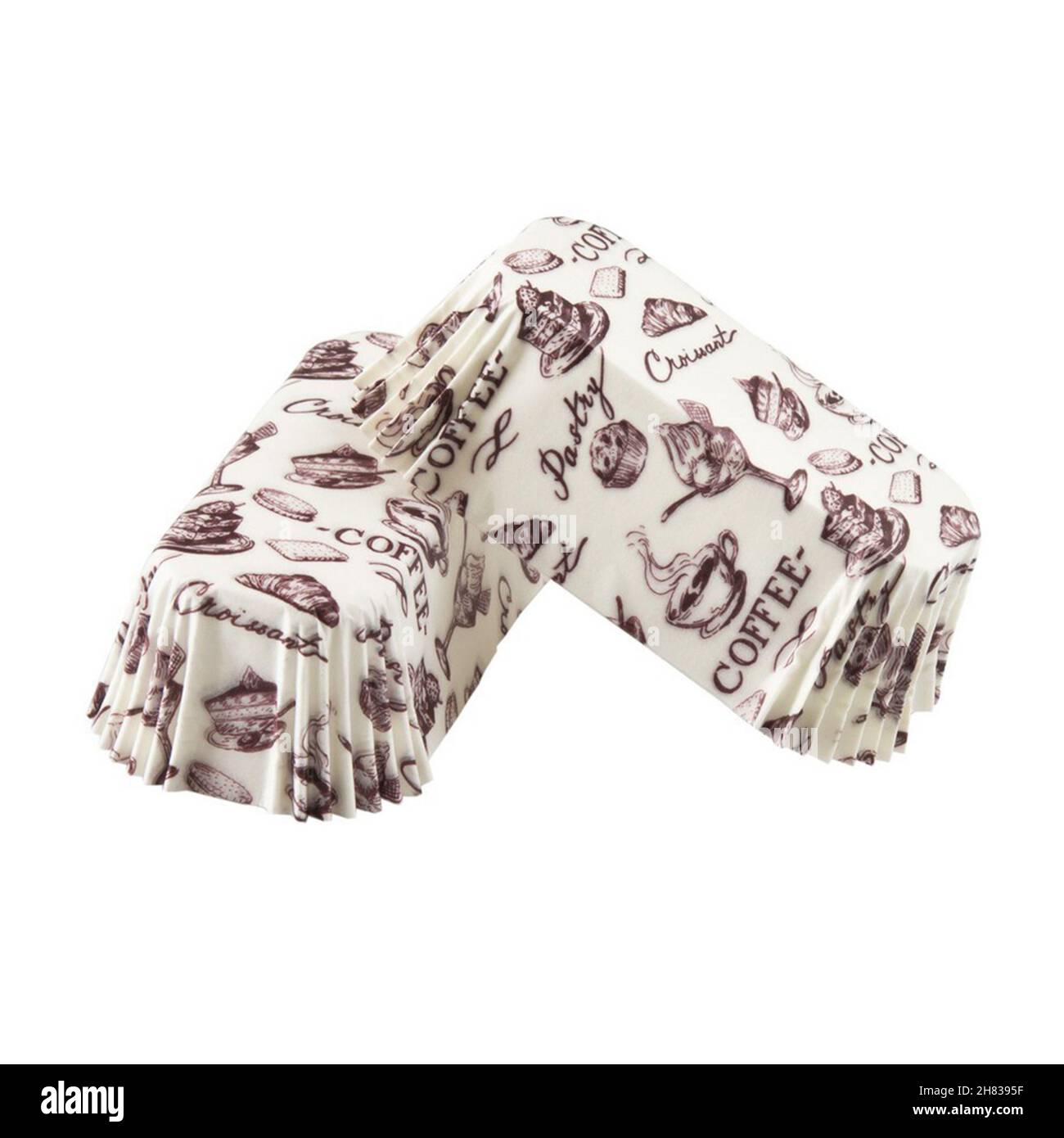 White paper baking forms for cakes with coffee pattern isolated over ...