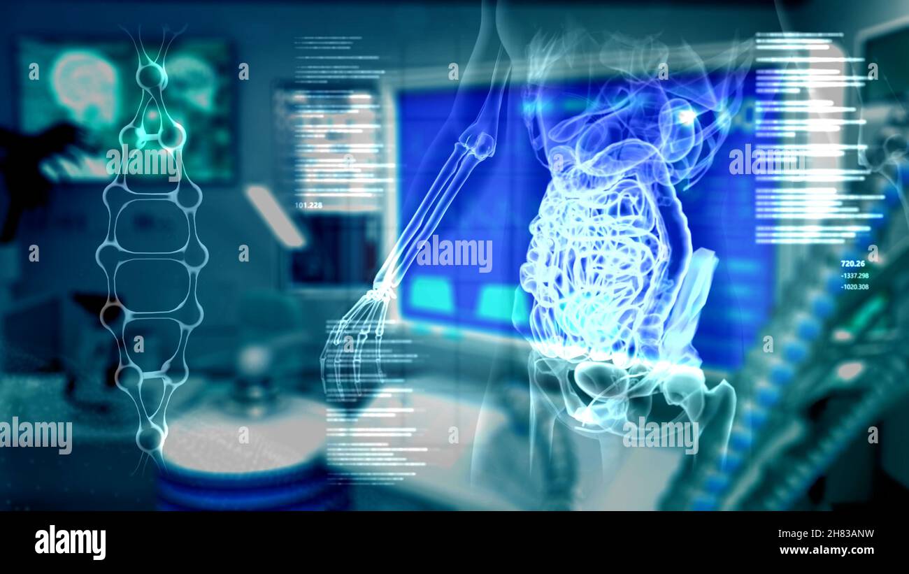 human human digestive system hi-tech medical curing . cg abstract 3D ...