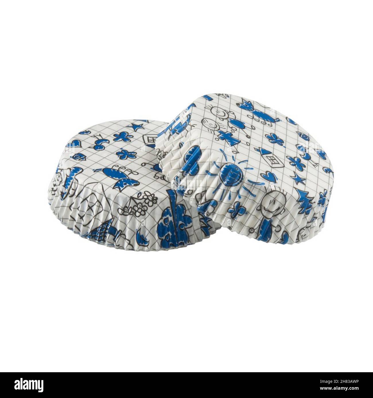 White paper baking forms for muffins and cupcakes with kids' drawings ...