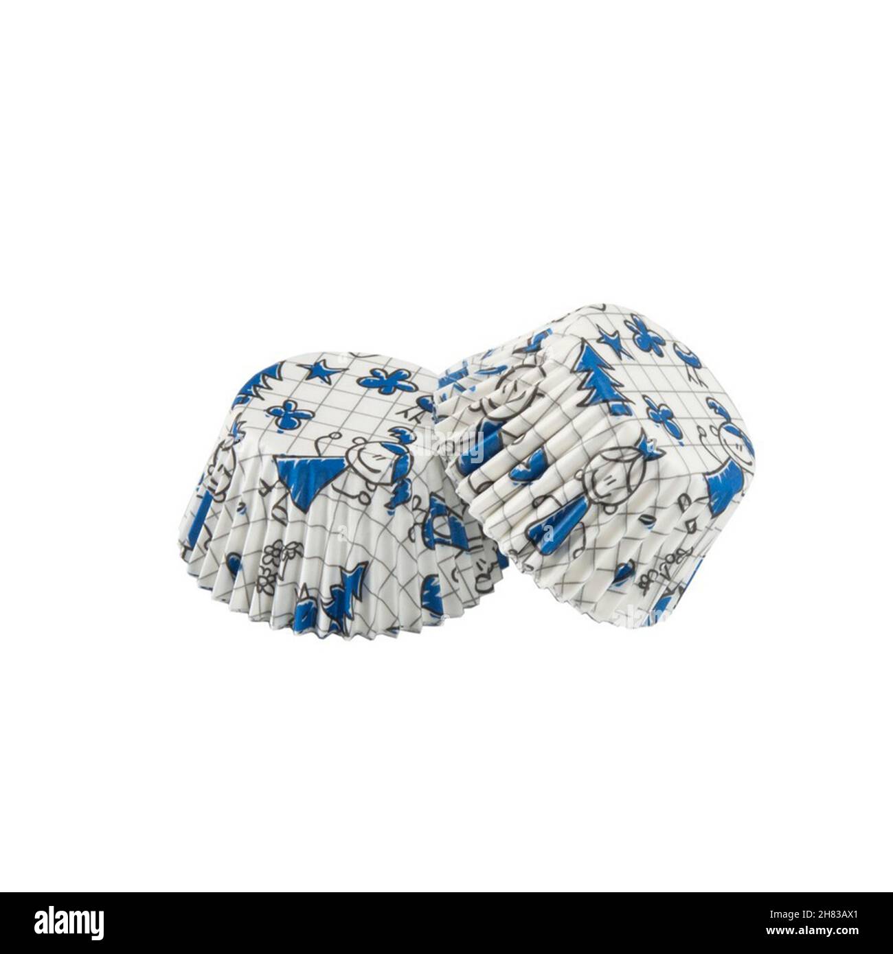 White paper baking forms for muffins and cupcakes with kids' drawings ...