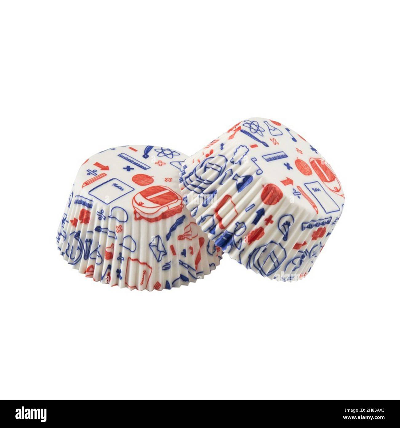 White paper baking forms for muffins and cupcakes with school life ...