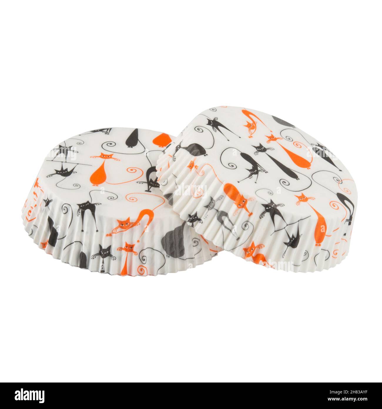 White paper baking forms for muffins and cupcakes with cats pattern ...