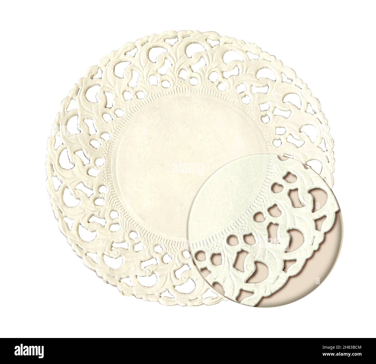 Paper confectionery napkin with decorative texture under magnifying ...