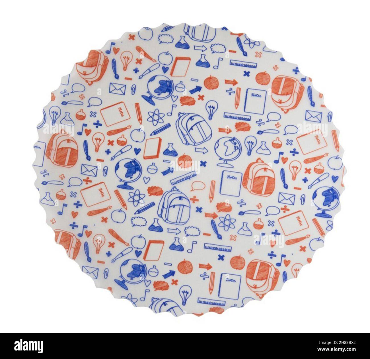 Round paper confectionery napkin with school texture isolated over ...