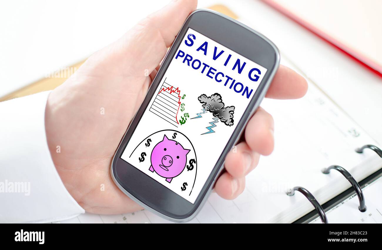 Saving protection concept shown hi-res stock photography and images - Alamy