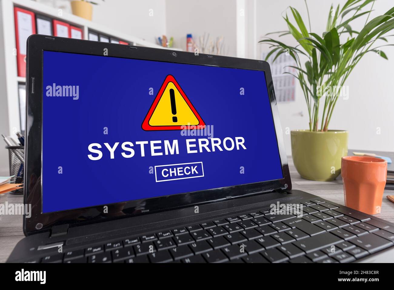 Laptop screen with system error concept Stock Photo - Alamy