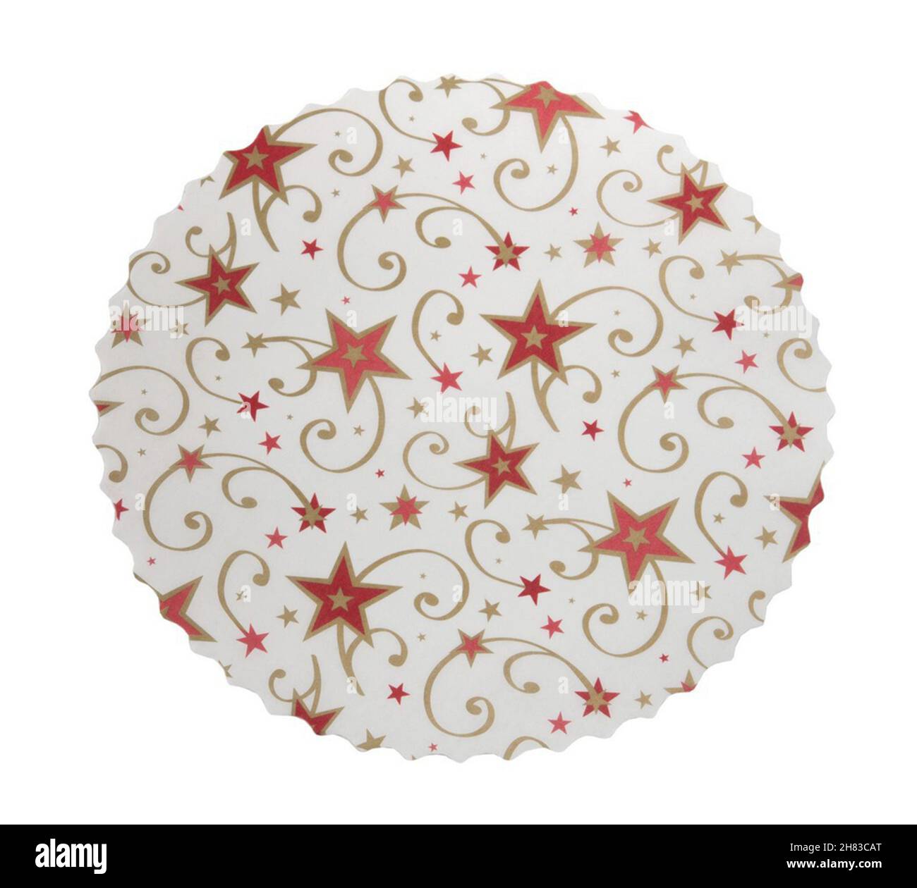 Round paper confectionery napkin with stars pattern isolated over white ...