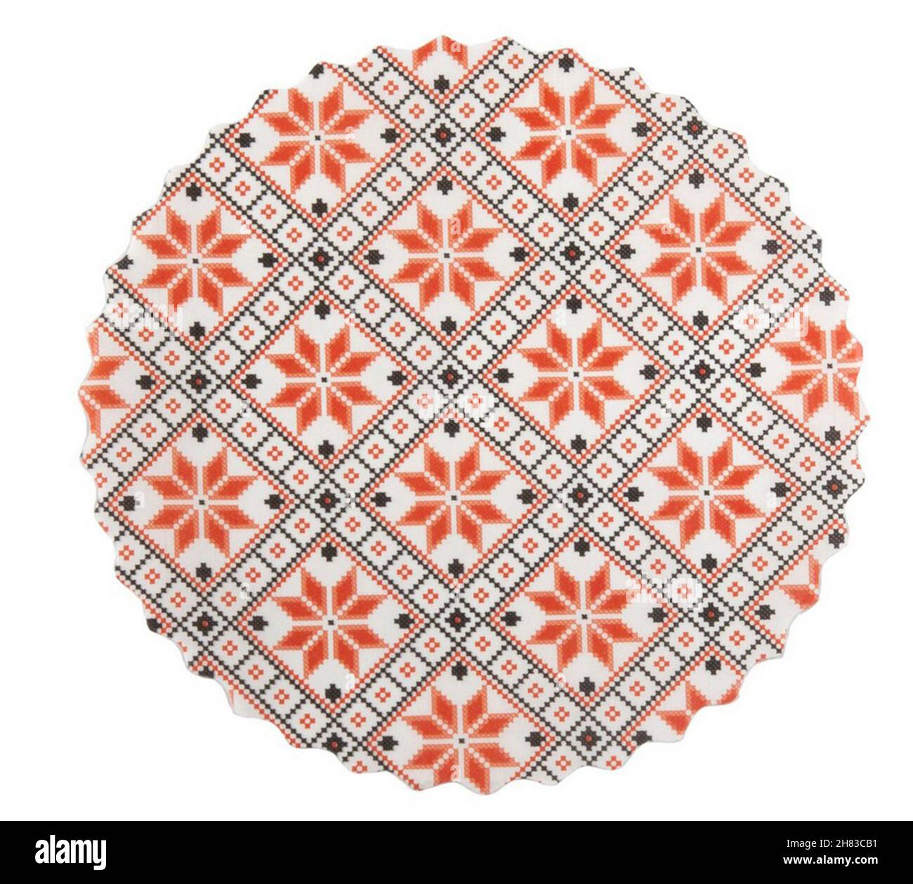 Round paper confectionery napkin with abstract flowers pattern isolated ...