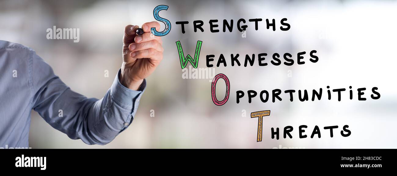 Swot analysis business man hand draw hi-res stock photography and ...