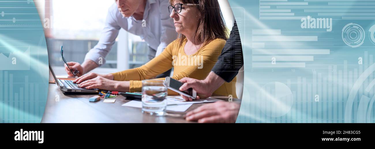 Business people working together in office. panoramic banner Stock ...