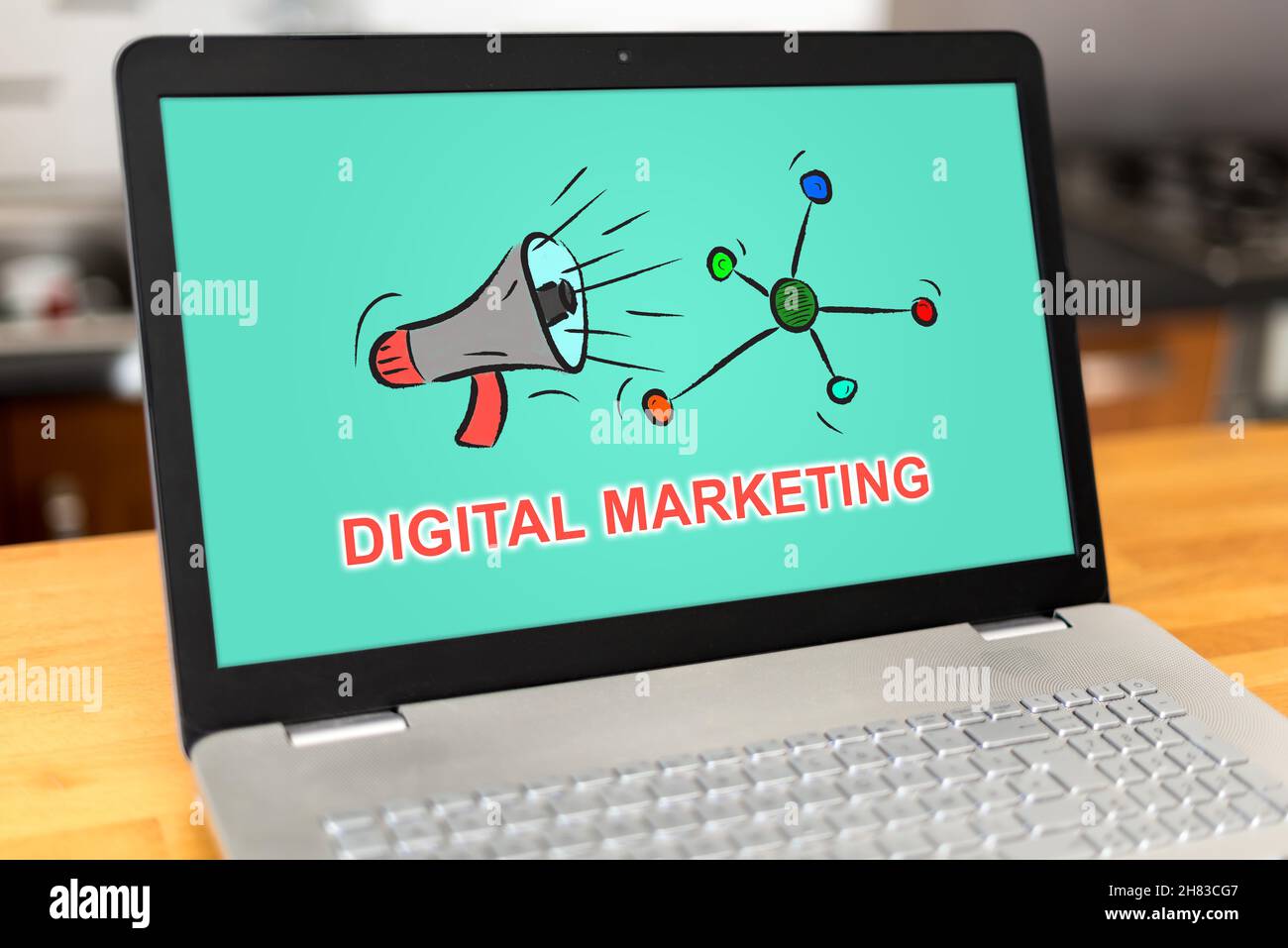 Laptop screen with digital marketing concept Stock Photo - Alamy