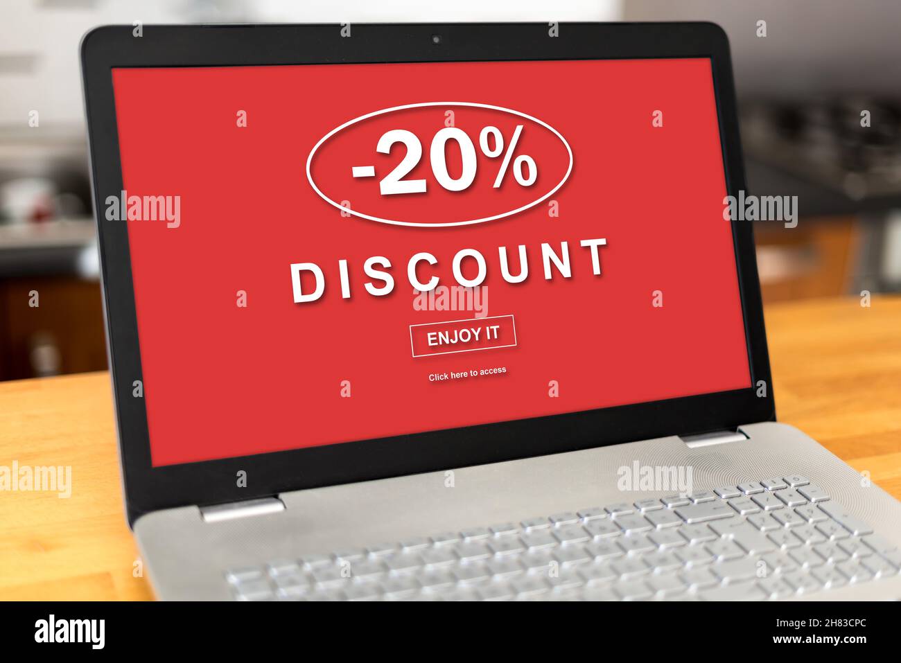 Laptop screen with discount concept Stock Photo - Alamy