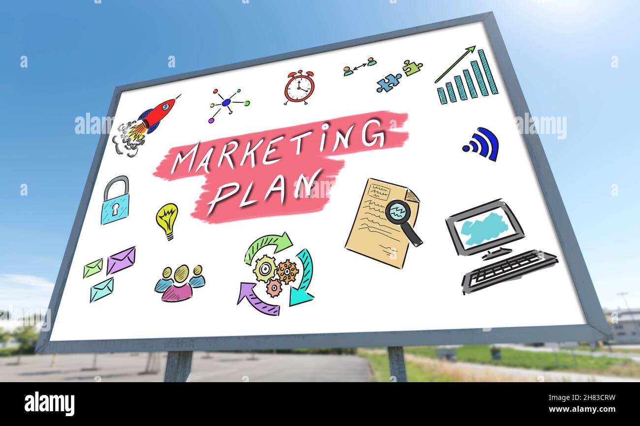 Marketing plan concept drawn on a billboard Stock Photo - Alamy