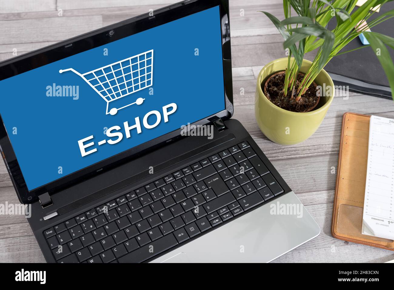 Laptop screen with e-shop concept Stock Photo - Alamy