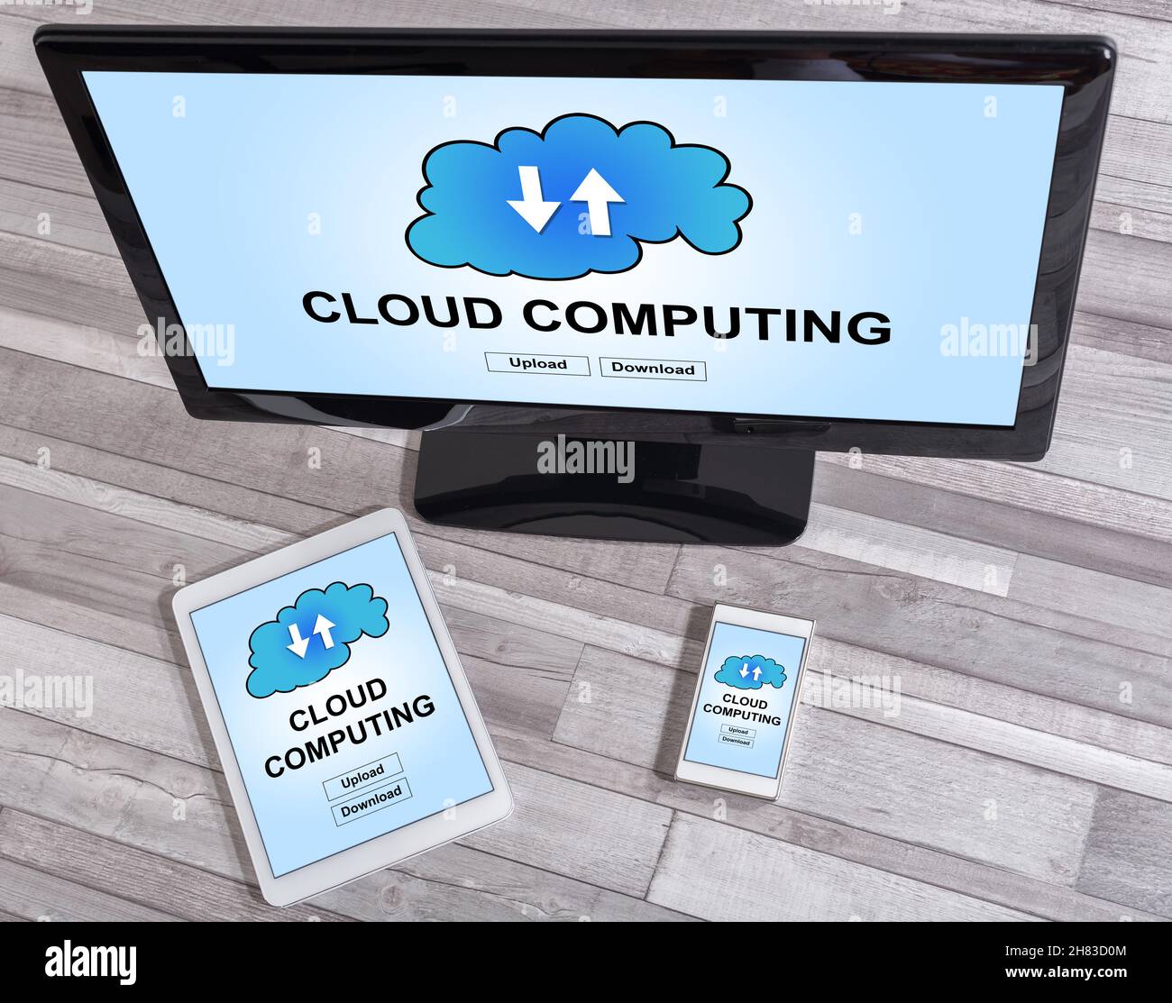 Cloud computing concept shown on different information technology ...