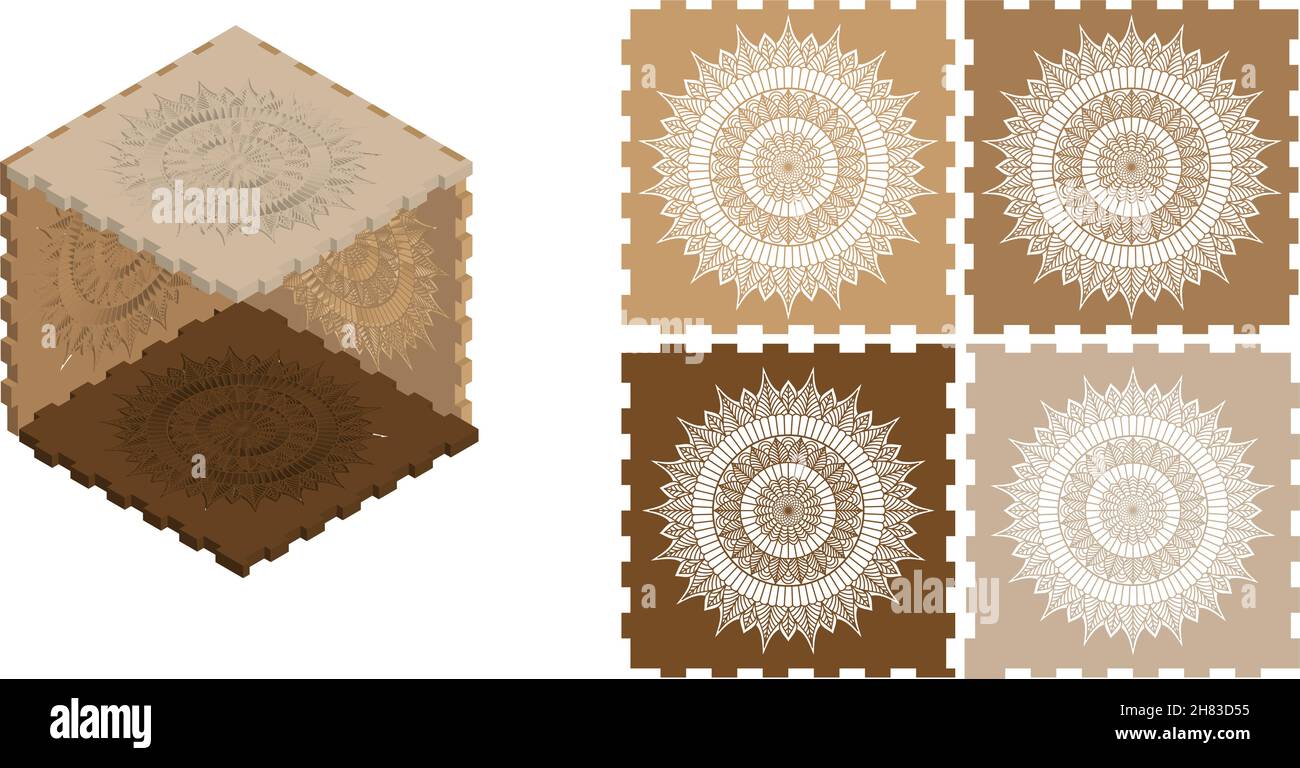 Mandala patterned box. Ethnic decorative elements. Box laser cut ...
