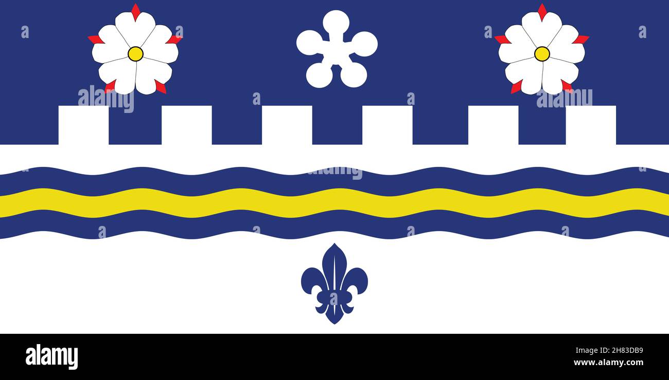 Top view of flag of Coquitlam British Columbia, Canada. Canadian ...