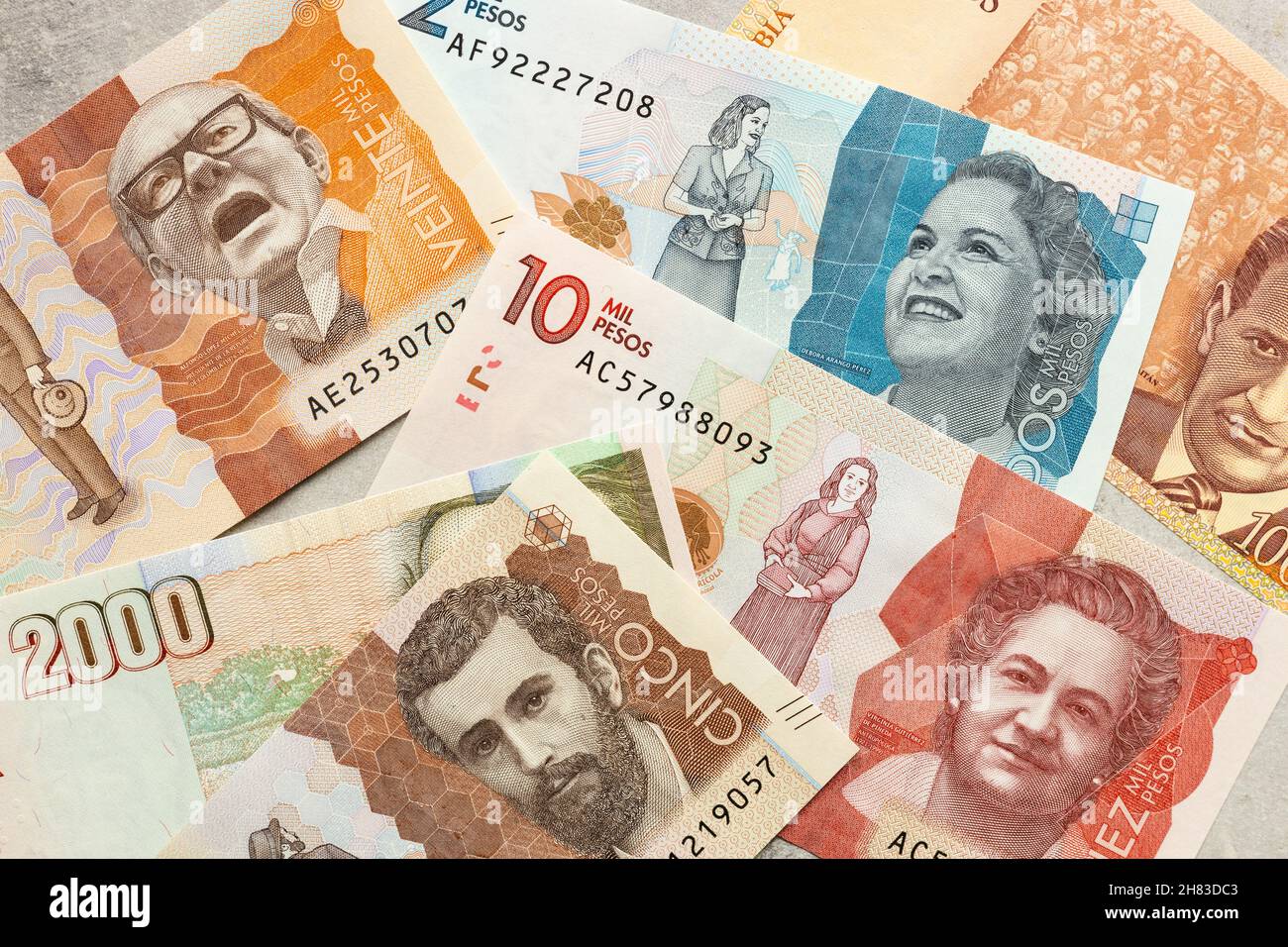 Colombian money, various banknotes filling the frame Stock Photo - Alamy
