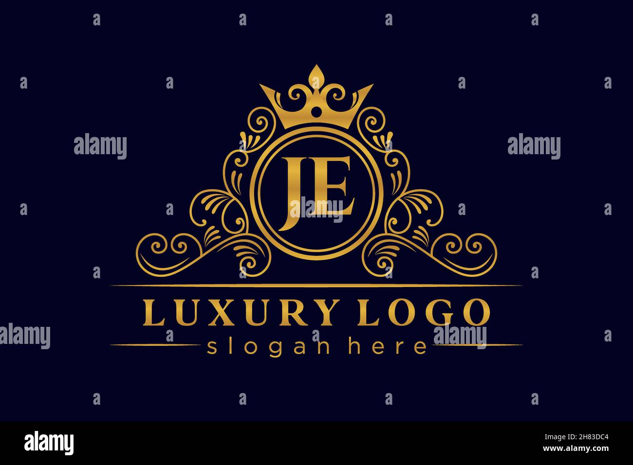 JE Initial Letter Gold calligraphic feminine floral hand drawn heraldic ...