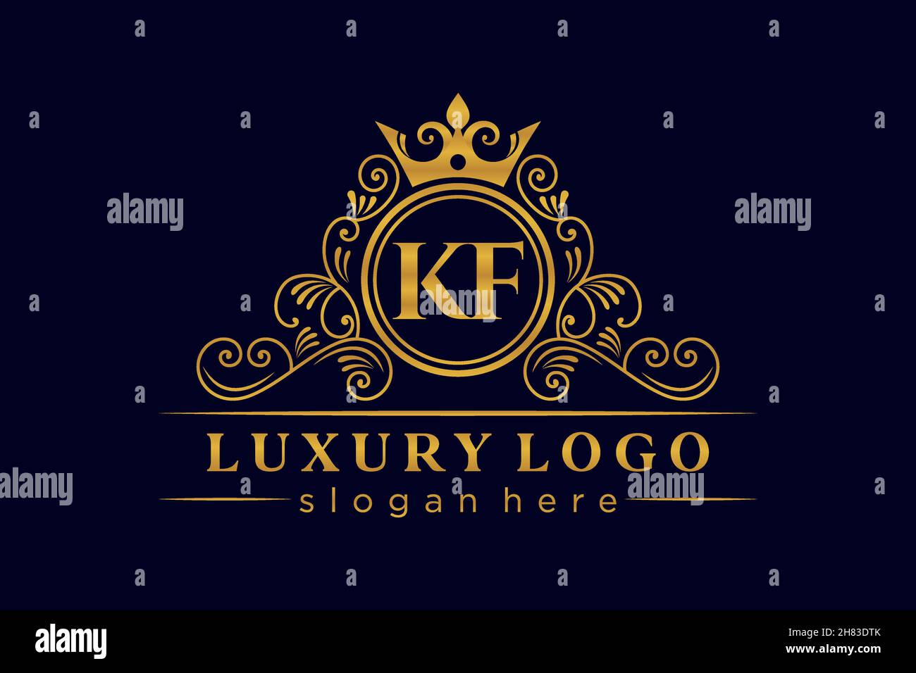 KF Initial Letter Gold calligraphic feminine floral hand drawn heraldic ...