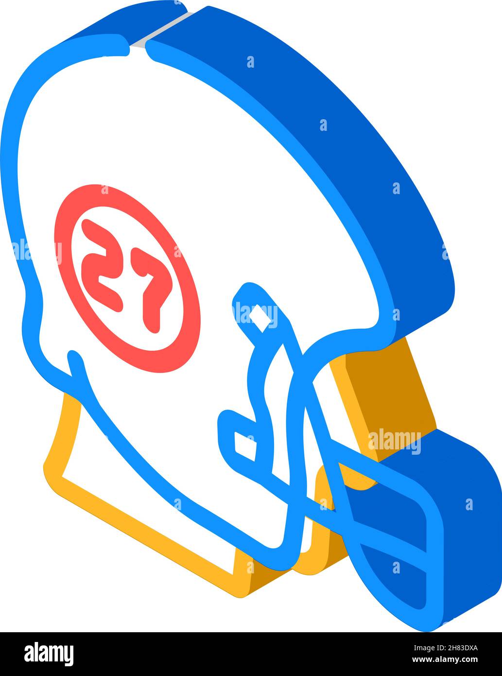 rugby football player helmet with number isometric icon vector ...