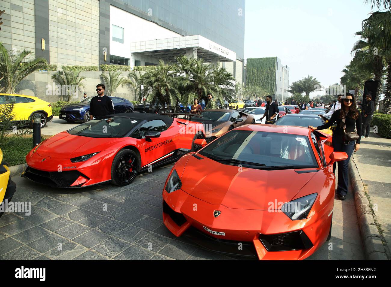 Gurugram, India. 26th Nov, 2021. Lamborghini owners from all over India ...