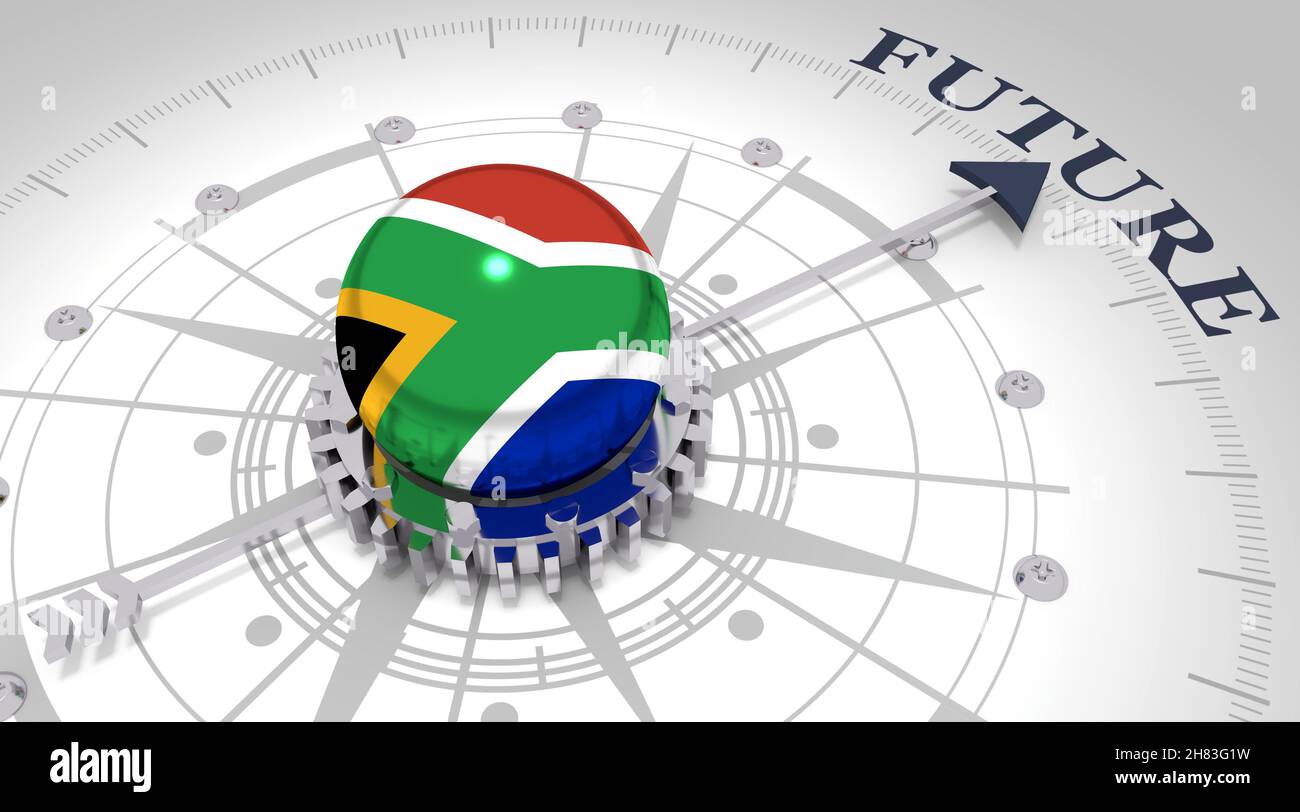 Business concept. Abstract compass points to the future word. Flag of ...