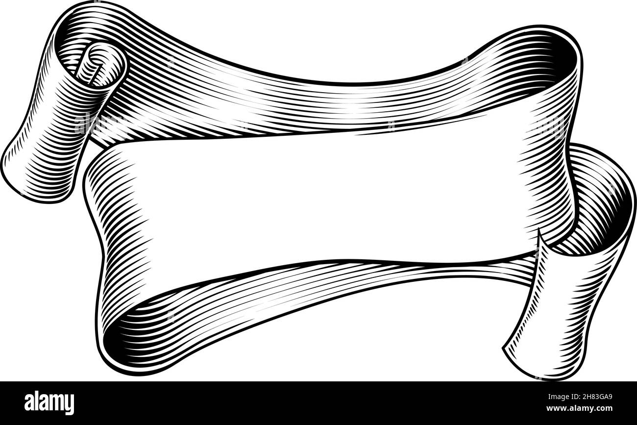 Scroll Paper Parchment Banner Old Vintage Woodcut Stock Vector Image ...