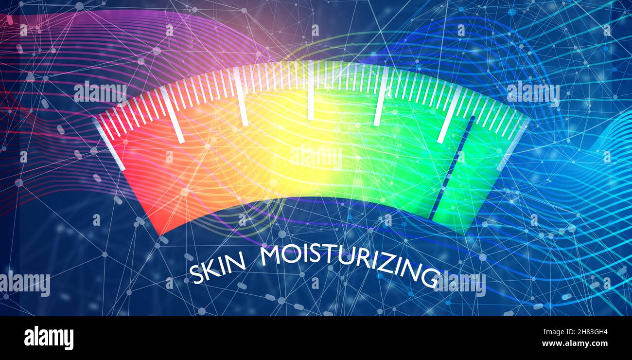 Abstract meter read level of skin moisturizing result. Color scale with ...