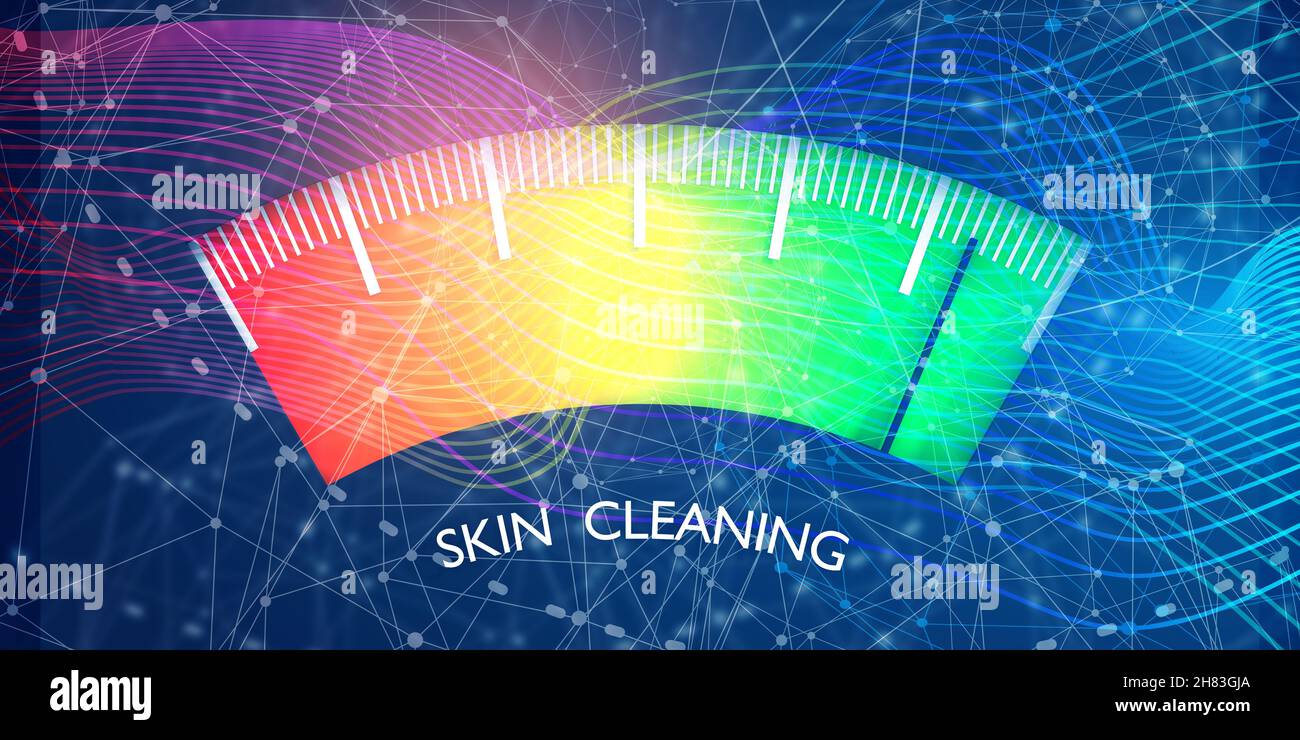 Abstract meter read level of skin cleaning result. Color scale with ...