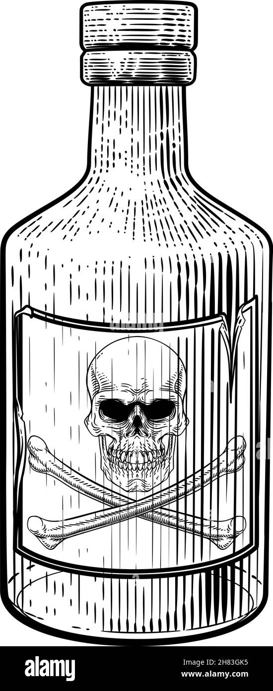 Skull Crossbone Poison Sign Bottle Vintage Woodcut Stock Vector Image ...
