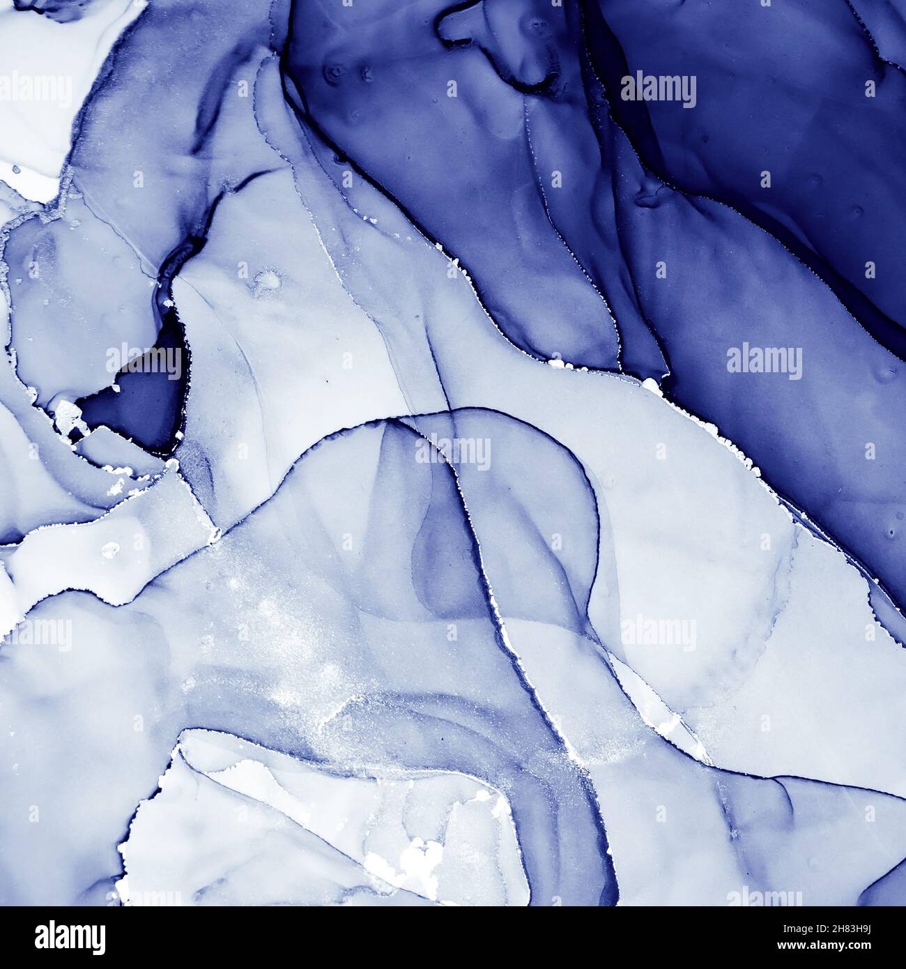 Ocean Ink Painting. Oil Wave Background. Blue Stock Photo - Alamy