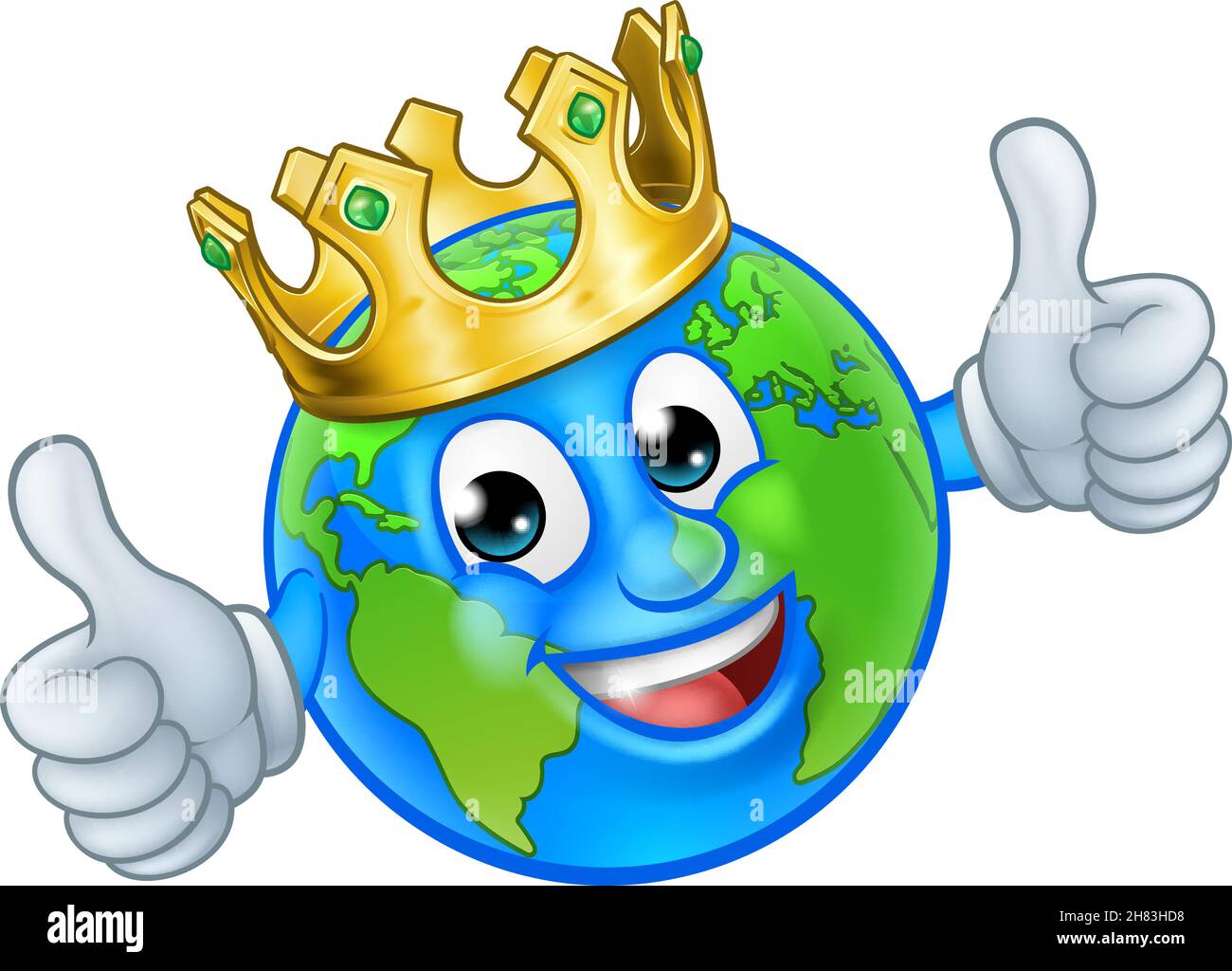 King Gold Crown Earth Globe World Cartoon Mascot Stock Vector Image ...