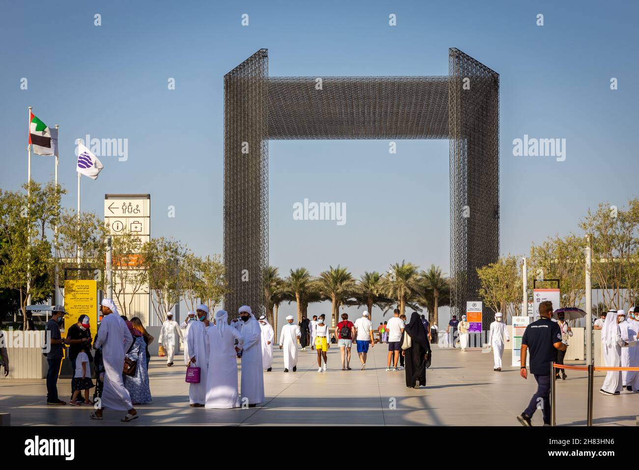 Dubai, UAE, 15.11.2021. Expo 2020 Dubai entrance gate (portal), modern ...