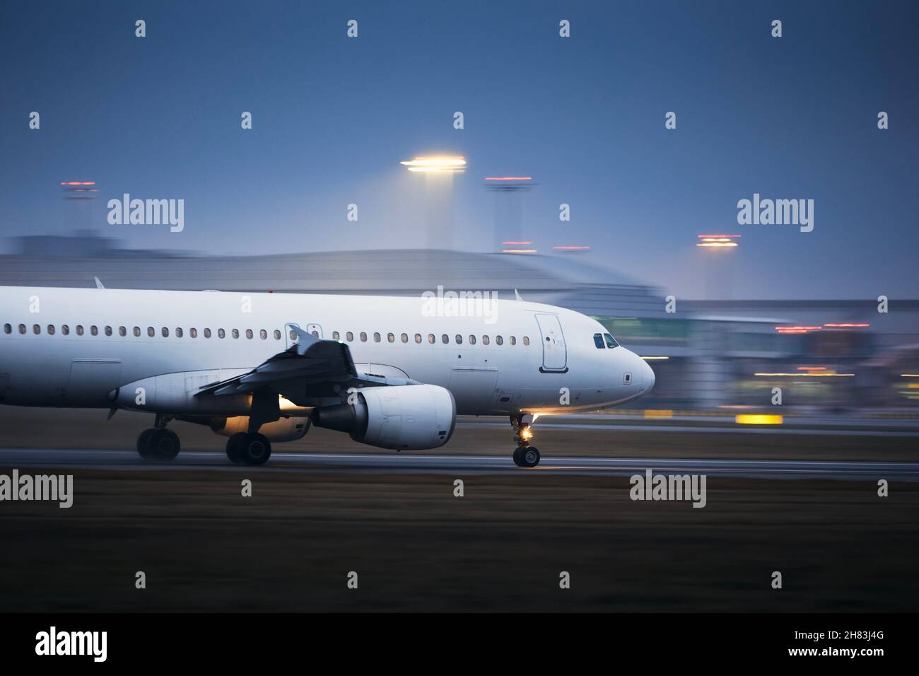 Airplane Runway At Night