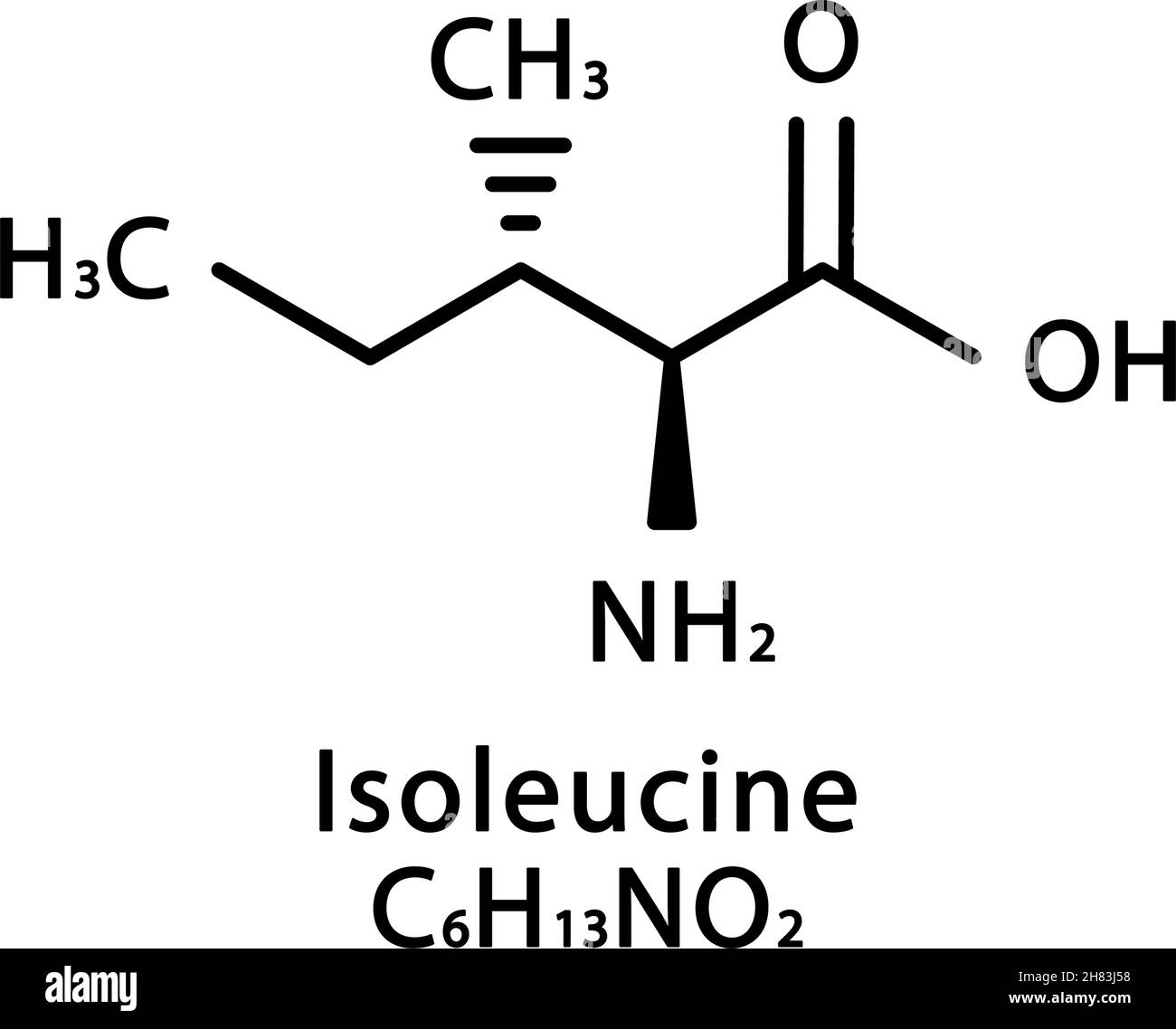 Isoleucine molecular structure. Isoleucine skeletal chemical formula ...