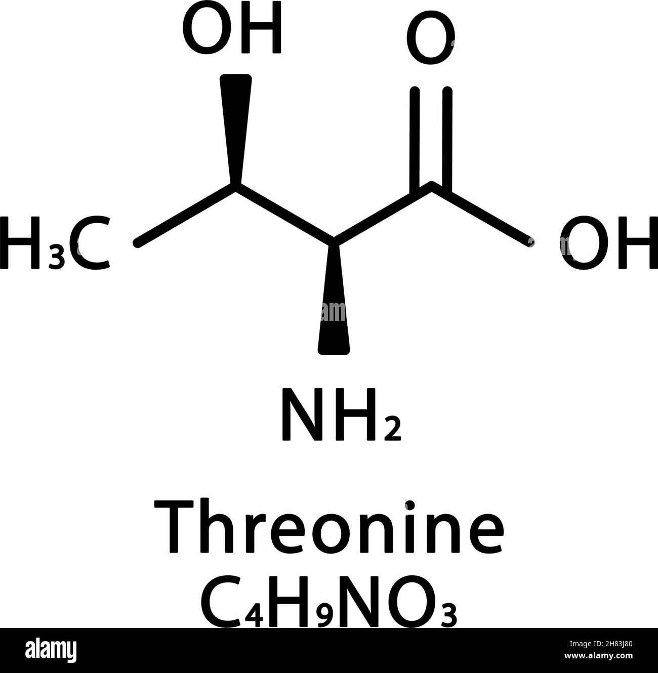 Threonine molecular structure. Threonine skeletal chemical formula ...