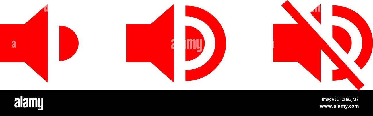 Sound volume button red icons. Audio control, loudspeaker symbol Stock ...