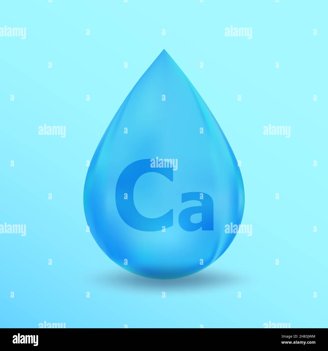 Realistic Mineral drop Ca Calcium design. Blue nutrition design for ...
