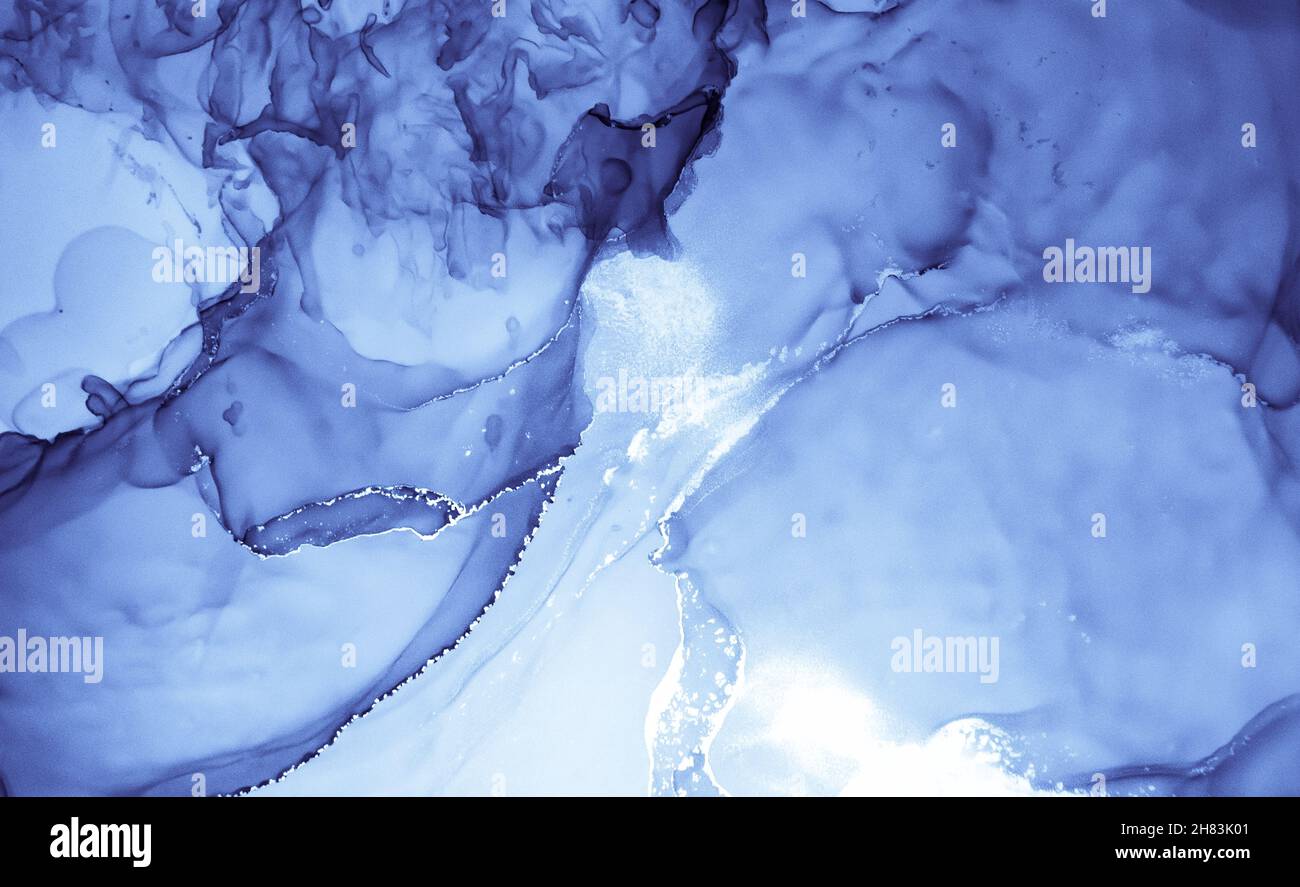 Snow Ink Paint. Oil Wave Mix. Indigo Alcohol Stock Photo - Alamy