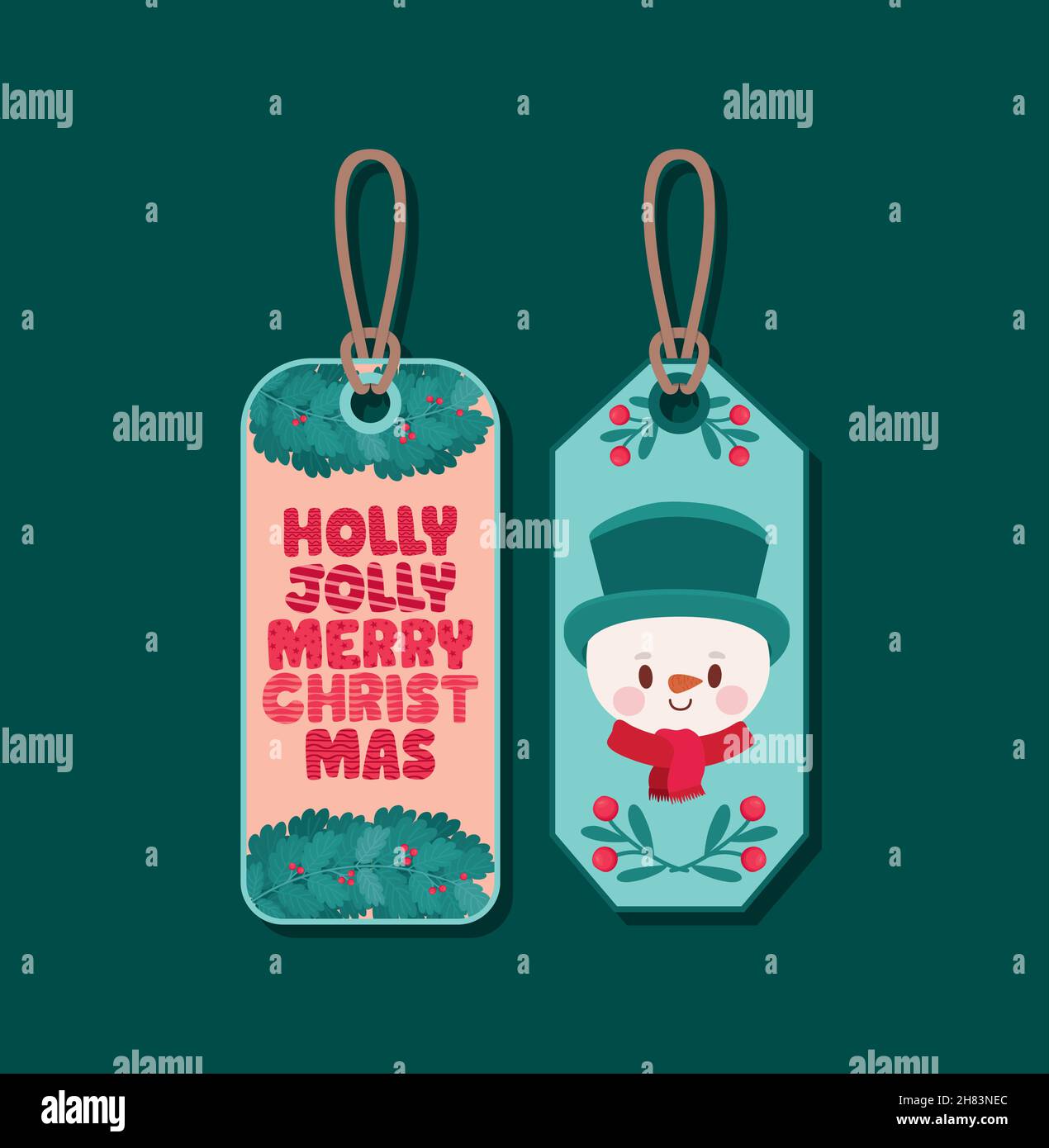 holly jolly merry christmas etiquettes Stock Vector Image & Art - Alamy