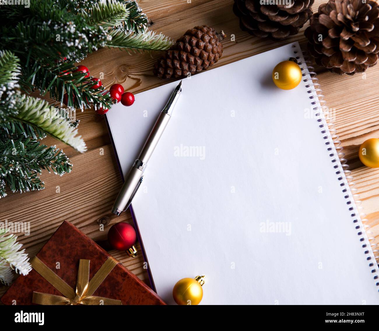 The blank message paper in christmas festive concept Stock Photo - Alamy