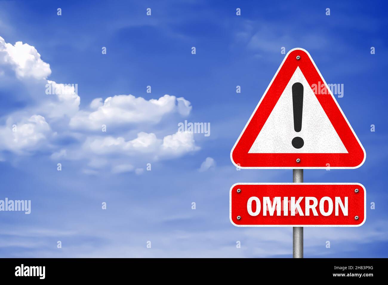 Omikron - road sign information message Stock Photo - Alamy