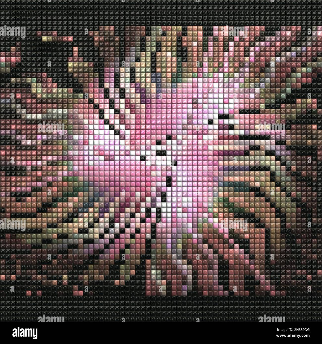 3D render of puff pixels fractal colorful mosaic background Stock Photo ...