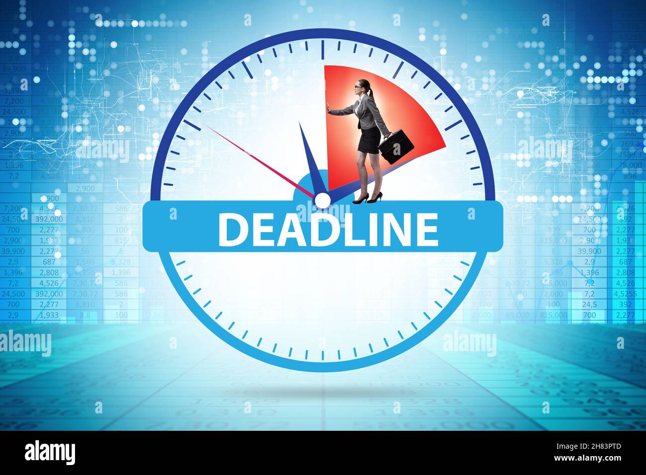 Businesswoman in the deadline and time management concept Stock Photo ...