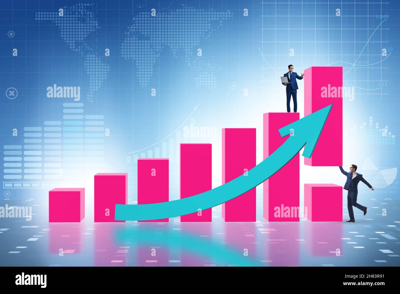 Businessman supporting economic growth on the chart Stock Photo - Alamy