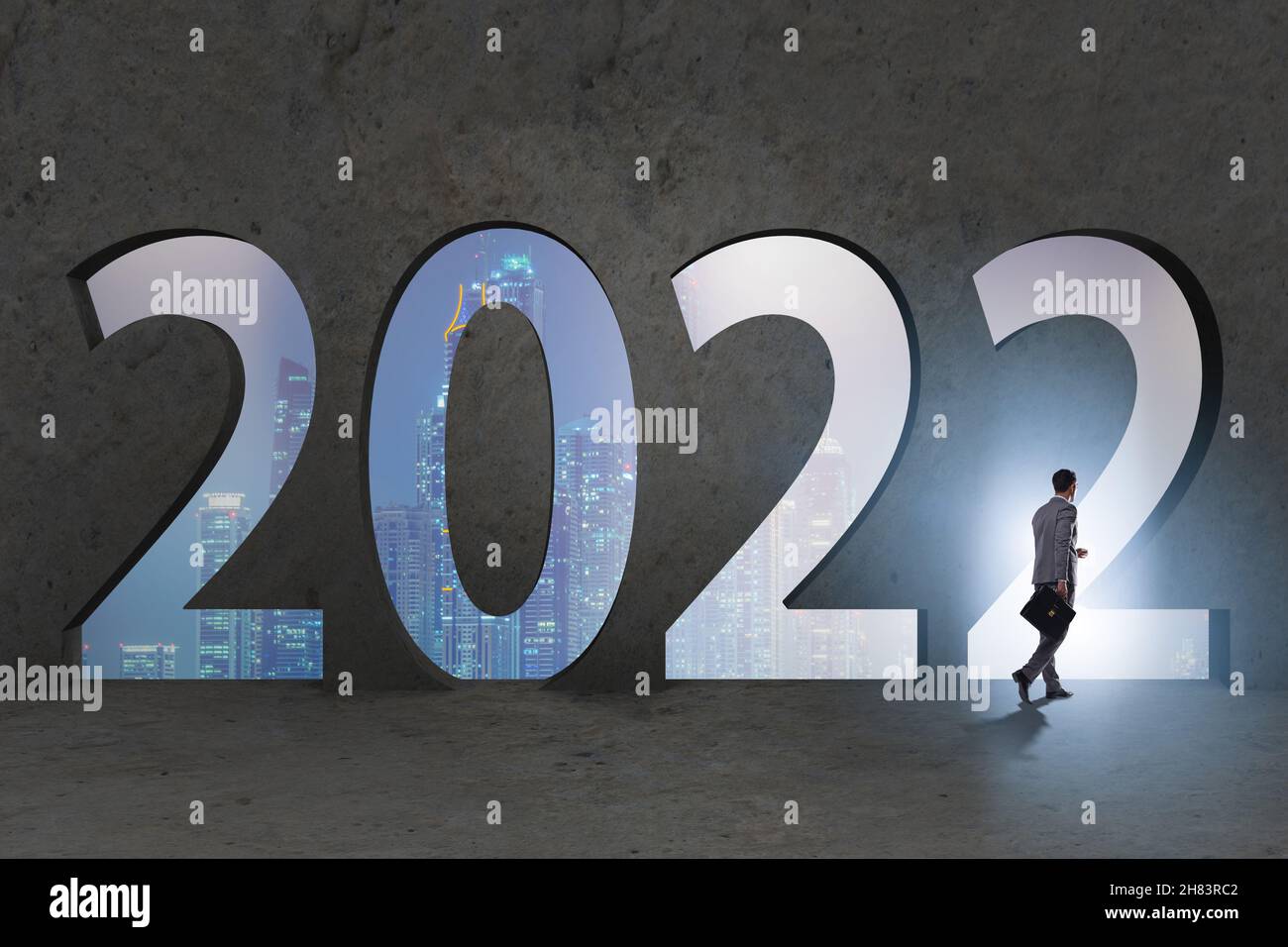 Concept of year 2022 with the businessman Stock Photo - Alamy